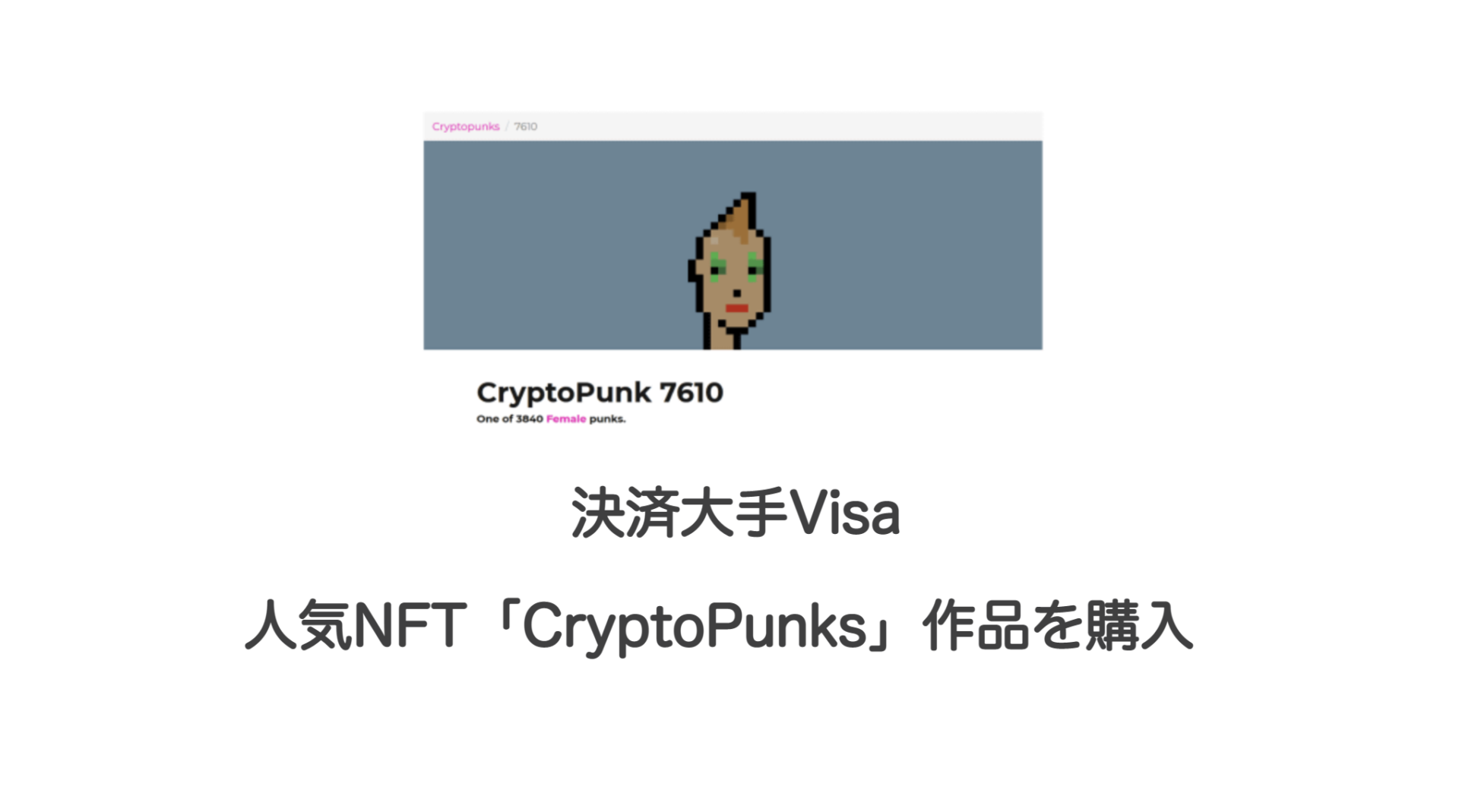 決済大手Visa、人気NFT「CryptoPunks」作品を購入 | 和上サイクル【国内運営】暗号資産採掘 ｜ 株式会社和上サイクル